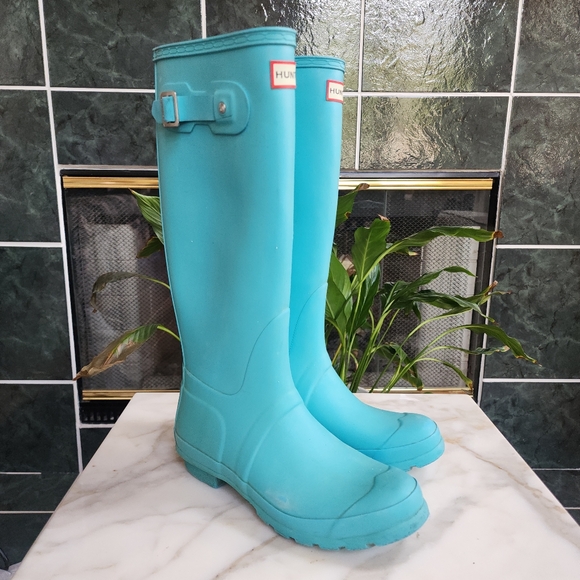 Hunter | Shoes | Hunter Tall Turquoise Rain Boots | Poshmark